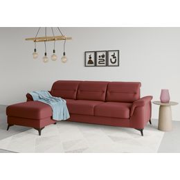 Sit & More Ecksofa SIT & MORE "Sinatra L-Form", rot (bordeaux), B:258cm H:85cm T:170cm, 100% Polyester, Sofas, Ecksofa, mit Recamiere, optional mit Kopfteilverstellung und Armteilfunktion
