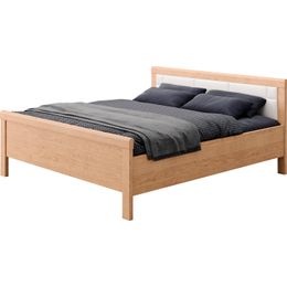 Einzelbett Priess "Arnsberg", braun (livorno buche, weiß), B:188cm L:208cm, Betten, Kinder-Einzelbett Jugendbett Bettgestell, Komforthöhe mit gepolstertem Kopfteil