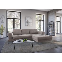 Sit & More Ecksofa SIT & MORE "Bendigo L-Form", beige (sand), B:284cm H:87cm T:175cm, Sofas, Ecksofa, inklusive Sitztiefenverstellung, Bodenfreiheit 15 cm, 2 Fu&szlig;farben