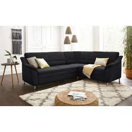 Sit & More Ecksofa SIT & MORE "Cardoso L-Form", schwarz, B:249cm H:90cm T:209cm, Flachgewebe (100% Polyester);Struktur (100% Polyester);Luxus-Microfaser (90% Polyester, 10% Polyamid), Sofas, Ecksofa, mit Federkern, wahlweise mit Bettfunktion und Schubkasten
