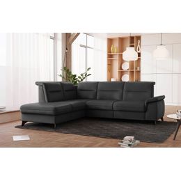 Sit & More Ecksofa SIT & MORE "Astoria L-Form", grau (anthrazit), B:256cm H:91cm T:225cm, 100% Polyester, Sofas, Ecksofa, wahlweise mit motorischer Relaxfunktion