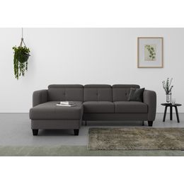 Sit & More Ecksofa SIT & MORE "Belluci L-Form", grau (fango), B:247cm H:85cm T:170cm, Sofas, Ecksofa, inklusive Federkern, wahlweise mit Bettfunktion und Bettkasten
