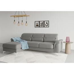 Sit & More Ecksofa SIT & MORE "Sinatra L-Form", grau (steel), B:258cm H:85cm T:170cm, 100% Polyester, Sofas, Ecksofa, mit Recamiere, optinal mit Kopfteilverstellung und Armteilfunktion