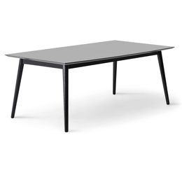 Esstisch HAMMEL FURNITURE "Meza Designtisch mit Auszugsfunktion und 2 Einlegeplatten" Tische Gr. B/H/T: 210 cm x 74 cm x 100 cm, Einlegeplatten, grau (graphit, schwarz, graphit) Esstische rechteckig bootsförmige Tischplatte MDF, Massivholzgestell, in zwei Breiten