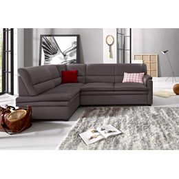 Sit & More Ecksofa SIT & MORE "Pisa L-Form", braun (mokka), B:245cm H:89cm T:161cm, NaturLEDER (echtes Rindsleder), Korpus in Kunstleder SOFTLUX;Luxus-Microfaser (90% Polyester, 10% Polyamid);Struktur (100% Polyester);Luxus-Microfaser ALTARA NUBUCK (100% Polyester), Sofas, Ecksofa, mit Federkern, wahlweise mit Bettfunktion