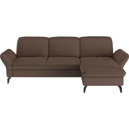 Sit & More Ecksofa SIT & MORE "Leandro L-Form", braun (dunkelbraun), B:267cm H:88cm T:200cm, 100% Polyester, Sofas, Ecksofa, Wahlweise mit Bett-, Kopfteil - und Armlehnfunktion, sowie Bettkasten
