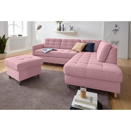 Sit & More Ecksofa SIT & MORE "Picasso L-Form", rosa (flamingo), B:233cm H:80cm T:196cm, Struktur fein (100% Polyester), Sofas, Ecksofa, wahlweise mit Bettfunktion und Bettkasten