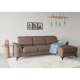 Sit & More Ecksofa SIT & MORE "Sinatra L-Form", braun (espresso), B:258cm H:85cm T:170cm, 98% Polyester, 2% Polyamid, Sofas, Ecksofa, mit Recamiere, optional mit Kopfteilverstellung und Armteilfunktion