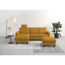 Ecksofa Home Affaire "Summer L-Form", gelb (mustard), B:249cm H:91cm T:164cm, 100% Polyester, Sofas, Ecksofa, mit Recamiere, mit oder ohne Bettfunktion und Bettkasten, Cord-Bezug