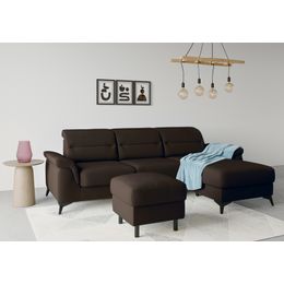 Sit & More Ecksofa SIT & MORE "Sinatra L-Form", braun (dunkelbraun), B:258cm H:85cm T:170cm, 100% Polyester, Sofas, Ecksofa, mit Recamiere, optional mit Kopfteilverstellung und Armteilfunktion