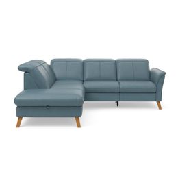 Sit & More Ecksofa SIT & MORE "Romero L-Form", bunt (graublau), B:250cm H:91cm T:220cm, 100% Polyester, Sofas, Ecksofa, wahlweise mit oder ohne TV-Funktion, Bettfunktion, Bettkasten