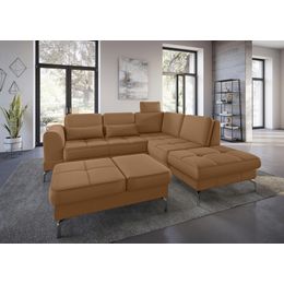 Sit & More Ecksofa SIT & MORE "Bendigo L-Form", braun (cappucino), B:258cm H:87cm T:226cm, Sofas, Ecksofa, inklusive Sitztiefenverstellung, Bodenfreiheit 15 cm, in 2 Fu&szlig;farben