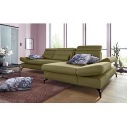 Sit & More Ecksofa SIT & MORE "Brisbane L-Form", gr&uuml;n (olive), B:319cm T:181cm, Soft clean (98% Polyester, 2% Polyamid), Sofas, Ecksofa, Fu&szlig;h&ouml;he 12 cm, inklusive Sitztiefen-, Armteil- und Kopfteilverstellung