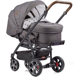 Kombi-Kinderwagen Gesslein "F4 Air+, schwarz/tabak, grau meliert/Stern meliert" schwarz (schwarz, tabak, grau meliert, stern meliert) Baby Kinderwagen mit Tragetasche C2 Compact; Design & Handarbeit aus Deutschland