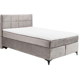 Boxspringbett ED EXCITING DESIGN "Navarra", silber, B:143cm L:210cm, 100% Polyester, Komplettbetten, Boxspringbett, wahlweise mit Matratze