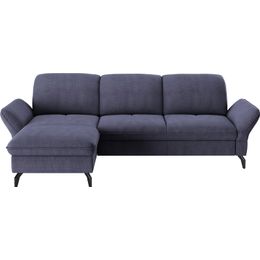 Sit & More Ecksofa SIT & MORE "Leandro L-Form", blau (tiefblau), B:267cm H:88cm T:200cm, 90% Polyester, 10% Polyamid, Sofas, Ecksofa, Wahlweise mit Bett-, Kopfteil - und Armlehnfunktion, sowie Bettkasten