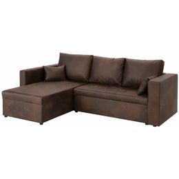 Ecksofa Home Affaire "Pur L-Form", braun, B:224cm H:87cm T:160cm, Struktur (100% Polyester);100% Polyester Melrose;Luxus-Microfaser Nubuk (100% Polyester), Sofas, Ecksofa, wahlweise mit Bettfunktion