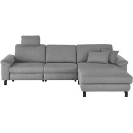 Ecksofa 3C CANDY "Mainau L-Form", grau, B:308cm H:91cm T:185cm, 100% Polyester, Sofas, Ecksofa, Relaxfunktion im 1,5-Sitzer, motorische Schlaffunktion in Longchair