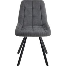 Esszimmerstuhl Duo Collection "Elli Esszimmerstuhl, 4er-Set", grau (grau, schwarz), B:51cm H:88cm T:61cm, Polyester, Stühle, robuster Kord Bezug, gesteppte Polsterung, bis 110 kg belastbar