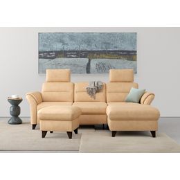 Sit & More Ecksofa SIT & MORE "Mellum L-Form", braun (macciato), B:250cm H:87cm T:163cm, 100% Polyester, Sofas, Ecksofa, Federkern, wahlweise mit Bettfunktion, Bettkasten und Armteilfunktion