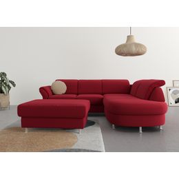 Sit & More Ecksofa SIT & MORE "Apulia L-Form", rot, B:250cm H:78cm T:212cm, Webstoff (100% Polyester);Struktur weich (90% Polyester, 10% Polyamid);Luxus-Micofaser Euphoria (100% Polyester);Samtoptik (100% Polyester), Sofas, Ecksofa, wahlweise Bettfunktion, Bettkasten und Kopf- und Armteilverstellung