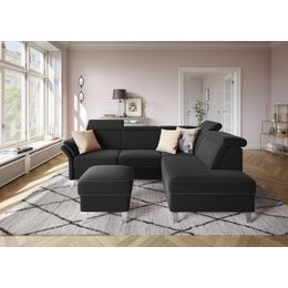 Sit & More Ecksofa SIT & MORE "Vincenzo L-Form", schwarz, B:245cm H:84cm T:193cm, Sofas, Ecksofa, inklusive Kopfteilverstellung, wahlweise mit Bettfunktion, Bettkasten