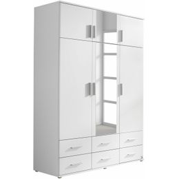 Kleiderschrank Rauch "Kemi" Schränke Gr. B/H/T: 135 cm x 194 cm x 53 cm, 6 St., weiß mit Spiegel