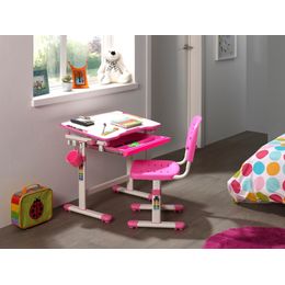 Kinderschreibtisch Vipack "Comfortline" Tische Gr. B/H/T: 66 cm x 76 cm x 47 cm, rosa (weiß, rosa) Kinder Schülerschreibtsich, ergenomisch höhenverstellbar, mit Stauraumfach