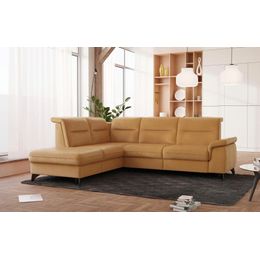 Sit & More Ecksofa SIT & MORE "Astoria L-Form", gelb (dijon), B:256cm H:91cm T:225cm, 100% Polyester, Sofas, Ecksofa, wahlweise mit motorischer Relaxfunktion
