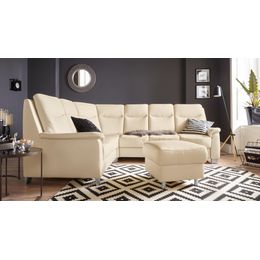 Sit & More Ecksofa SIT & MORE "Boccaccio L-Form", wei&szlig; (ivory), B:265cm H:104cm T:215cm, Kunstleder SOFTLUX;Luxus-Microfaser (90% Polyester, 10% Polyamid);Flachgewebe (100% Polyester), Sofas, Ecksofa, mit Federkern und Kopfteilverstellung, wahlweise mit Bettfunktion