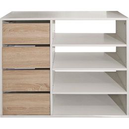 Kleiderschrank TemaHome "Tom" Schränke Gr. H/T: 181 cm x 50 cm, weiß (eichefarben, weiß) Textil-Kleiderschränke ausziehbarer Kleiderschrank, Vorhang und viele Fächer, Höhe 181 cm