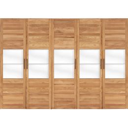 Drehtürenschrank Home Affaire "Chamara", beige (natur), B:307cm H:218cm T:65cm, Schränke, Drehtürenschrank Kleiderschrank, aus massivem Eichenholz, in unterschiedlichen Breiten, Höhe 218 cm