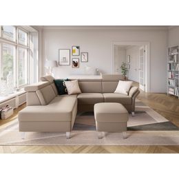 Sit & More Ecksofa SIT & MORE "Vincenzo L-Form", braun (macchiato), B:245cm H:84cm T:193cm, Sofas, Ecksofa, inklusive Kopfteilverstellung, wahlweise mit Bettfunktion, Bettkasten