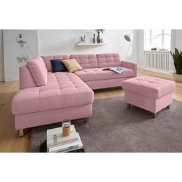 Sit & More Ecksofa SIT & MORE "Picasso L-Form", rosa (flamingo), B:233cm H:80cm T:196cm, Struktur fein (100% Polyester), Sofas, Ecksofa, wahlweise mit Bettfunktion und Bettkasten