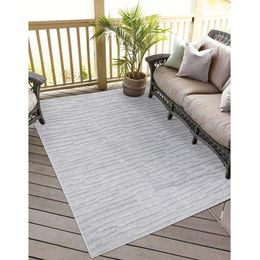 Teppich Carpet City "In-& Outdoorteppich Santorini 450, 3D-Effekt, Gestreift" Teppiche Gr. B/L: 280 cm x 380 cm, 5 mm, 1 St., grau Wetterfest & UV-beständig für Terrasse, Balkon, Küche, Flur