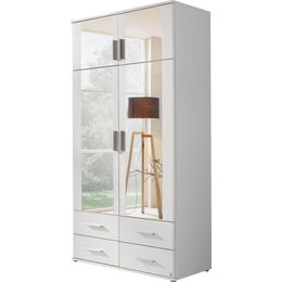 Kleiderschrank Rauch "Kemi" Schränke Gr. B/H/T: 90 cm x 194 cm x 53 cm, 4 St., weiß mit Spiegel