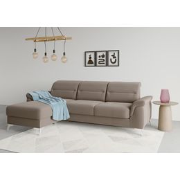 Sit & More Ecksofa SIT & MORE "Sinatra L-Form", grau (taupe), B:258cm H:85cm T:170cm, 90% Polyester, 10% Polyamid, Sofas, Ecksofa, mit Recamiere, optinal mit Kopfteilverstellung und Armteilfunktion