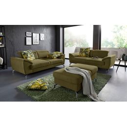 Sit & More 2-Sitzer SIT & MORE "Percy", gr&uuml;n, B:197cm T:112cm, Sofas, 15 cm Fu&szlig;h&ouml;he, Sitztiefenverstellung, wahlweise Kopfteilverstellung