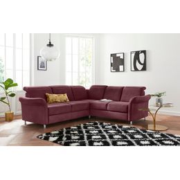 Sit & More Ecksofa SIT & MORE "Darwin L-Form", rot (bordeaux), B:249cm H:83cm T:229cm, Sofas, Ecksofa, inklusive Federkern, wahlweise mit Kopfteilverstellung, Bettfunktion