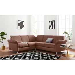 Sit & More Ecksofa SIT & MORE "Darwin L-Form", braun (haselnuss), B:249cm H:83cm T:229cm, Sofas, Ecksofa, inklusive Federkern, wahlweise mit Kopfteilverstellung, Bettfunktion