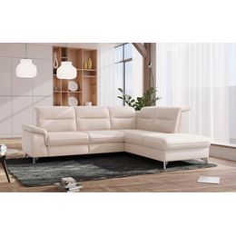 Sit & More Ecksofa SIT & MORE "Astoria L-Form", beige (creme), B:256cm H:91cm T:225cm, 100% Polyester, Sofas, Ecksofa, wahlweise mit motorischer Relaxfunktion