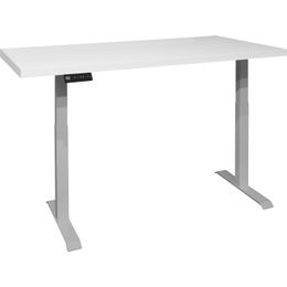 Mäusbacher Schreibtisch MÄUSBACHER "Big System Office" Tische Gr. B: 180 cm, silberfarben (silber, weiß matt lack, silber, lack) Schreibtische Breite 180 cm, elektrisch höhenverstellbar