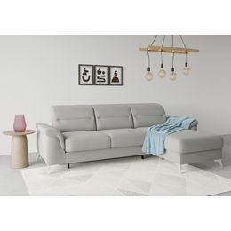 Sit & More Ecksofa SIT & MORE "Sinatra L-Form", silber, B:258cm H:85cm T:170cm, 90% Polyester, 10% Polyamid, Sofas, Ecksofa, mit Recamiere, optinal mit Kopfteilverstellung und Armteilfunktion
