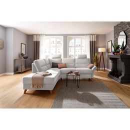 Ecksofa Home Affaire "Westerland L-Form", silber, B:238cm H:90cm T:213cm, 98% Polyester 2% Polyamid, Sofas, Ecksofa, Federkern-Polsterung, wahlweise mit Bettfunktion, Bettkasten