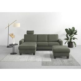Ecksofa Home Affaire "Summer L-Form", gr&uuml;n (olive), B:249cm H:91cm T:164cm, 95% Polyester, 5% Polyamid, Sofas, Ecksofa, mit Recamiere, mit oder ohne Bettfunktion und Bettkasten, Cord-Bezug