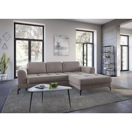 Sit & More Ecksofa SIT & MORE "Bendigo L-Form", beige (sand), B:284cm H:87cm T:175cm, Sofas, Ecksofa, inklusive Sitztiefenverstellung, Bodenfreiheit 15 cm, 2 Fu&szlig;farben