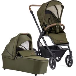 Kombi-Kinderwagen Gesslein "FX4 Soft+ mit Aufsatz Style, moos/tabak" grün (moos, tabak) Baby Kinderwagen Kombikinderwagen mit Babywanne C3 und Babyschalenadapter