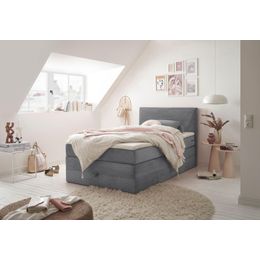 Boxspringbett ED EXCITING DESIGN "Luzern", grau (dunkelgrau), B:141cm L:209cm, 92% Polyester, 8% Nylon, Komplettbetten, Boxspringbett, inkl. Bettkasten