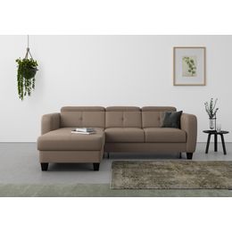 Sit & More Ecksofa SIT & MORE "Belluci L-Form", braun (nuss), B:247cm H:85cm T:170cm, Sofas, Ecksofa, inklusive Federkern, wahlweise mit Bettfunktion und Bettkasten