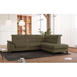 Sit & More Ecksofa SIT & MORE "Astoria L-Form", gr&uuml;n (olive), B:256cm H:91cm T:225cm, 100% Polyester, Sofas, Ecksofa, wahlweise mit motorischer Relaxfunktion